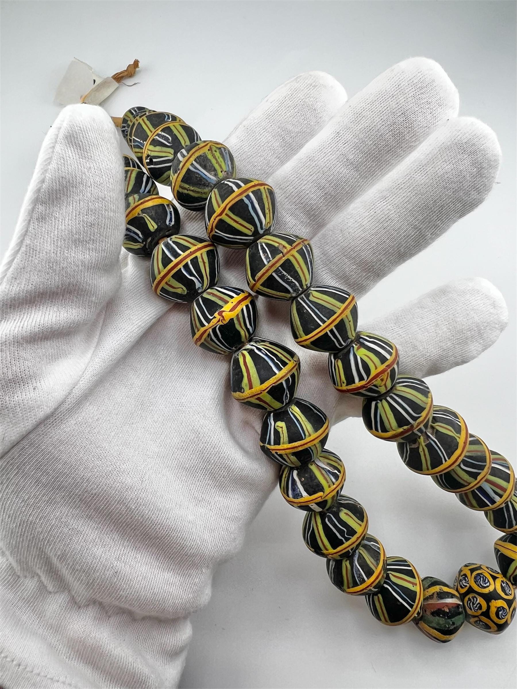 Venetian Black King Beads | Antique Trade Beads | Venetian Glass Beads ...
