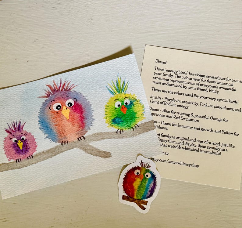 Custom Whimsical Watercolor Birds on Branch: Personalized Art - Etsy
