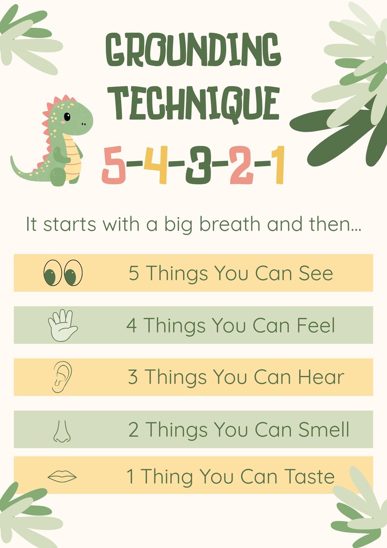 Dino Kids Printable Pack – Calm Corner Poster, Calming Techniques ...