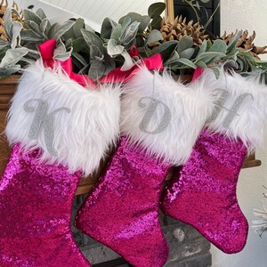 Hot Pink Christmas Stocking, Personalized Christmas Stocking, Sequins ...