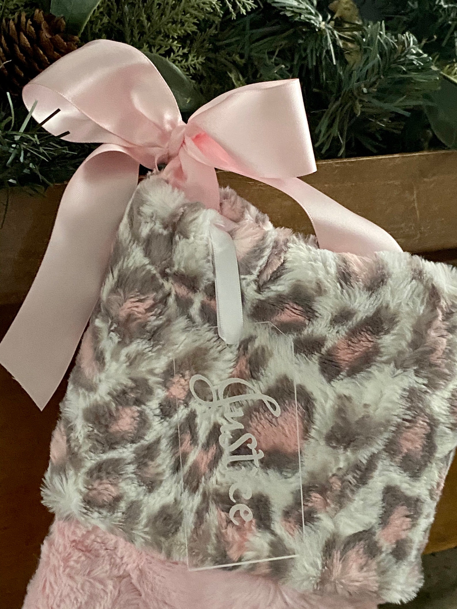 Pink Leopard Christmas Stocking, Personalized Christmas Stocking, Baby ...