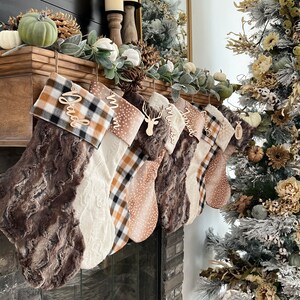 Plaid Stockings, Brown Plaid Stockings, Ivory Stockings Personalized ...