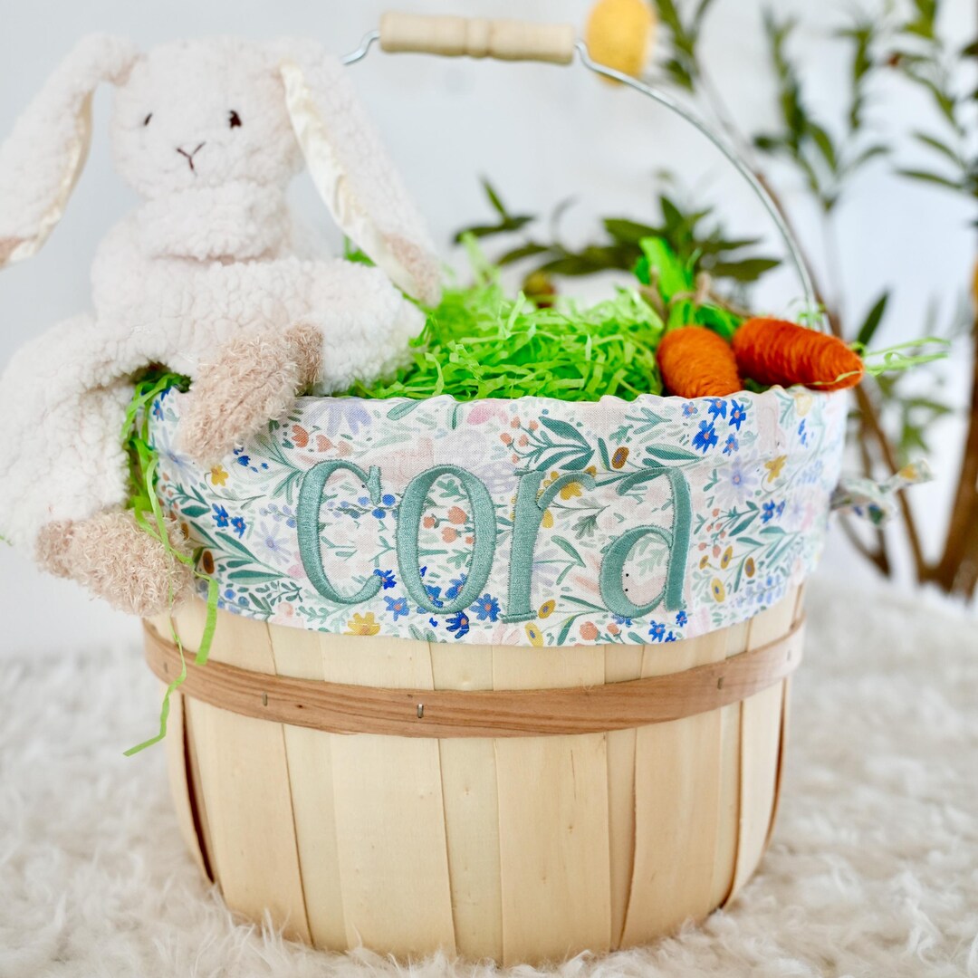 Embroidered Easter Basket, Custom Kids Basket, Personalized Easter ...