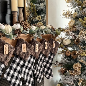 Buffalo Check Stocking, Black and White Christmas Stocking ...