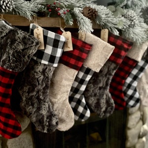 Buffalo Check Stocking, Plaid Christmas Stocking, Personalized Fur Xmas ...