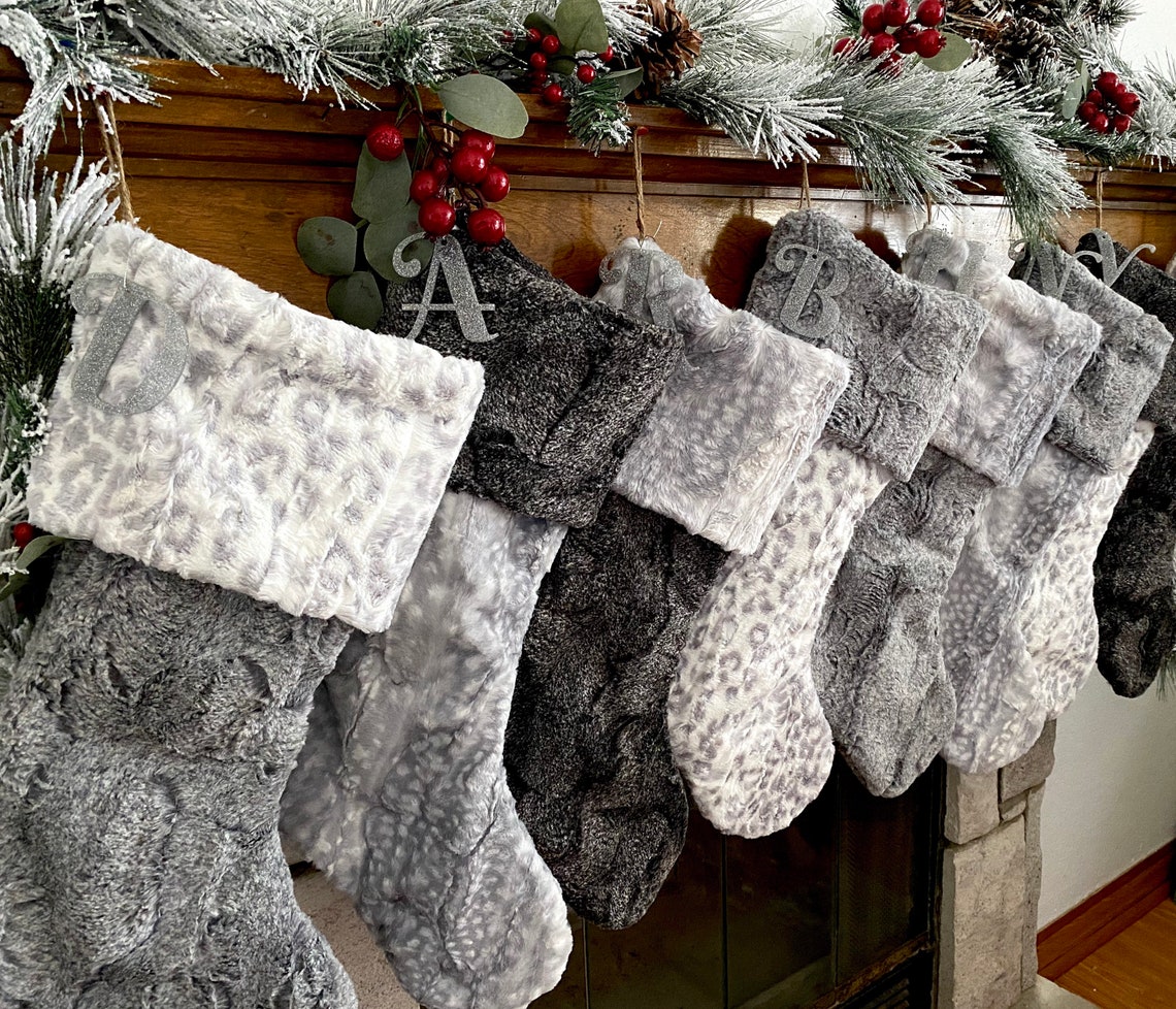 Silver Christmas Stocking Silver Fawn Christmas Stocking - Etsy