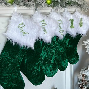 Green Velvet Christmas Stocking, Traditional Christmas Stocking ...