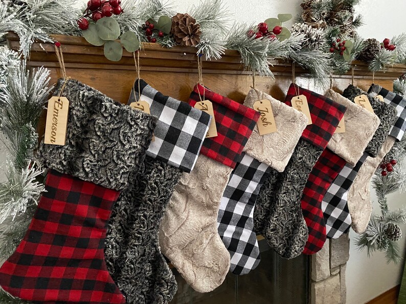 Buffalo check stocking Plaid Christmas stocking | Etsy
