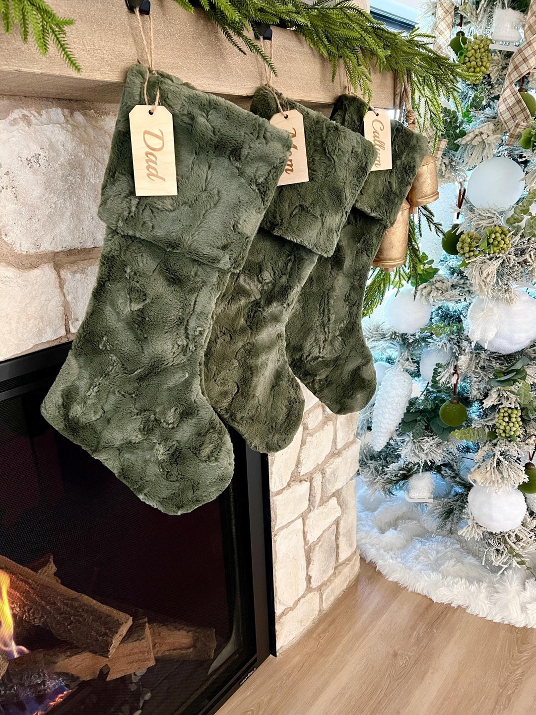 Personalized Stocking, Chive Moss Green Christmas Stocking ...