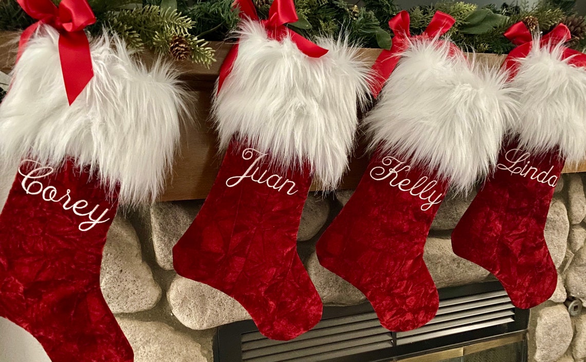 Red Christmas Stocking Personalized Xmas Stocking Red Velvet - Etsy