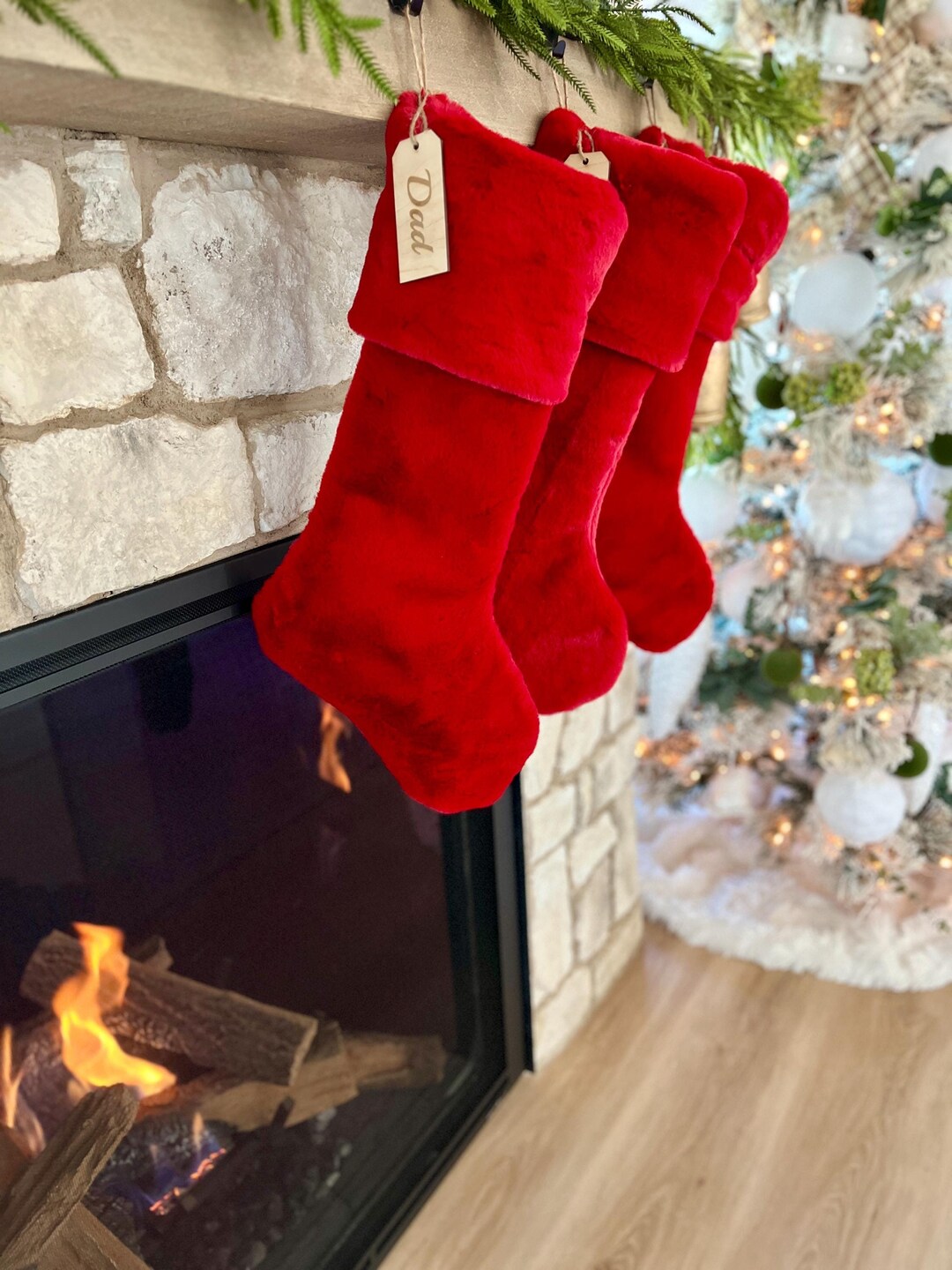 Traditional Red Stocking, Red Seal Christmas Stocking, Personalized Fur ...