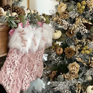 Wild Rose Lynx Christmas Stocking, Rosewater Pink Xmas Decor ...