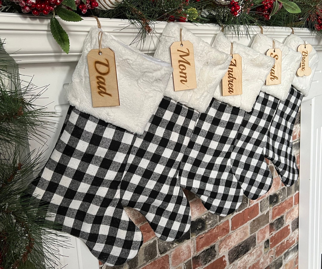 Buffalo Check Christmas Stocking, Black and White Buffalo Check ...