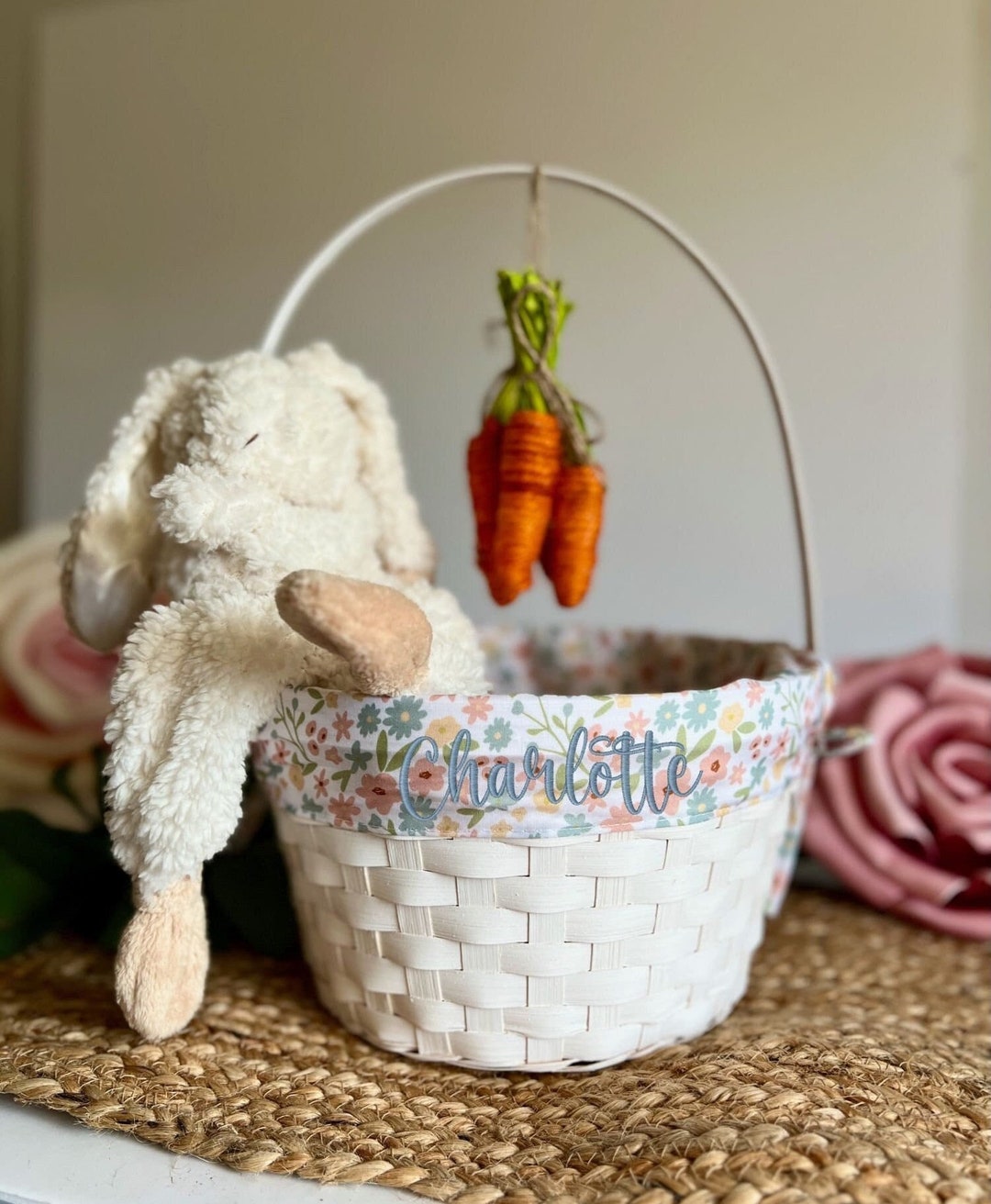 Embroidered Easter Basket, Custom Kids Basket, Easter, Basket ...
