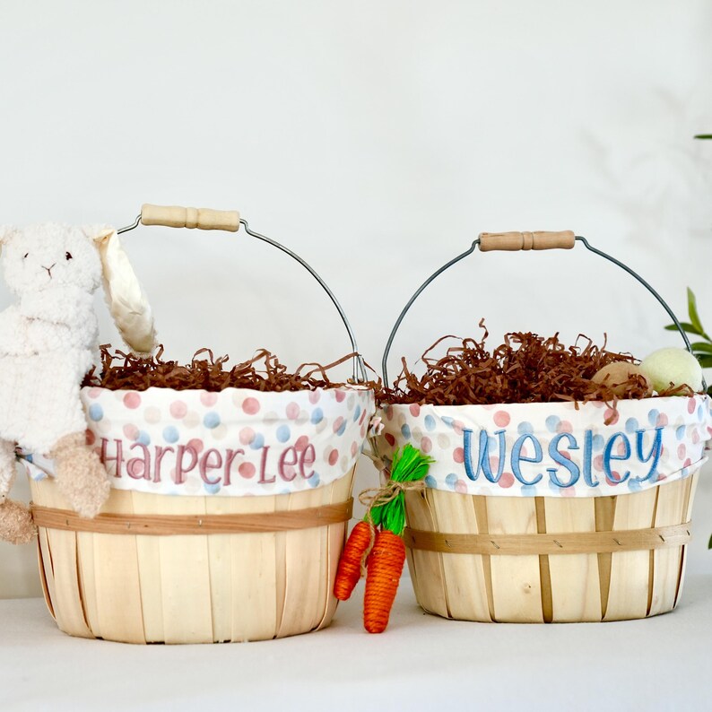 Embroidered Easter Basket, Custom Kids Basket, Personalized Easter ...