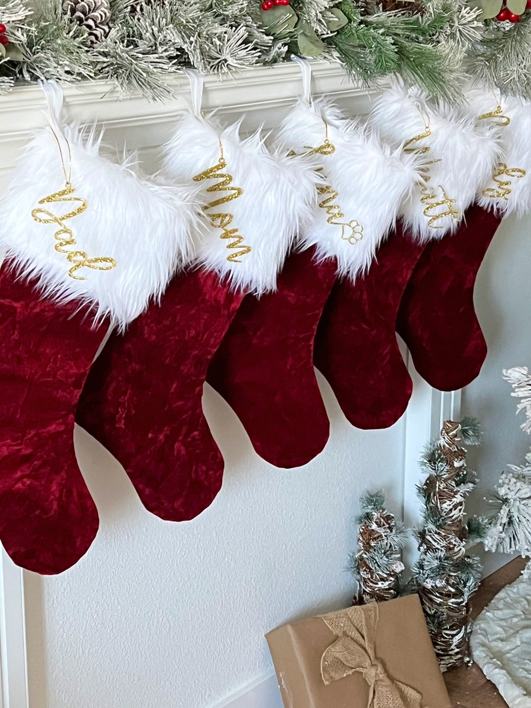 Red Velvet Christmas Stocking, Traditional Christmas Stocking ...