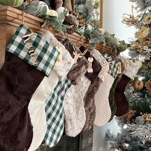 Plaid Stocking, Green Plaid Christmas Stocking, Personalized Green ...