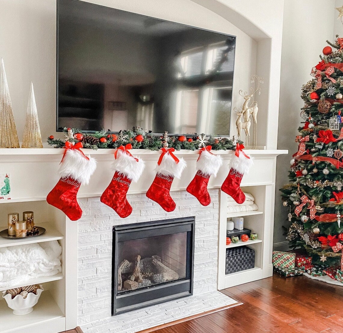 Red Christmas Stocking Personalized Xmas Stocking Red Velvet - Etsy