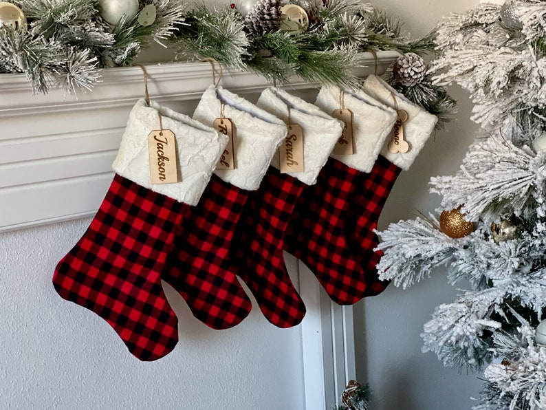 Buffalo Check Stocking Plaid Christmas Stocking Personalized - Etsy