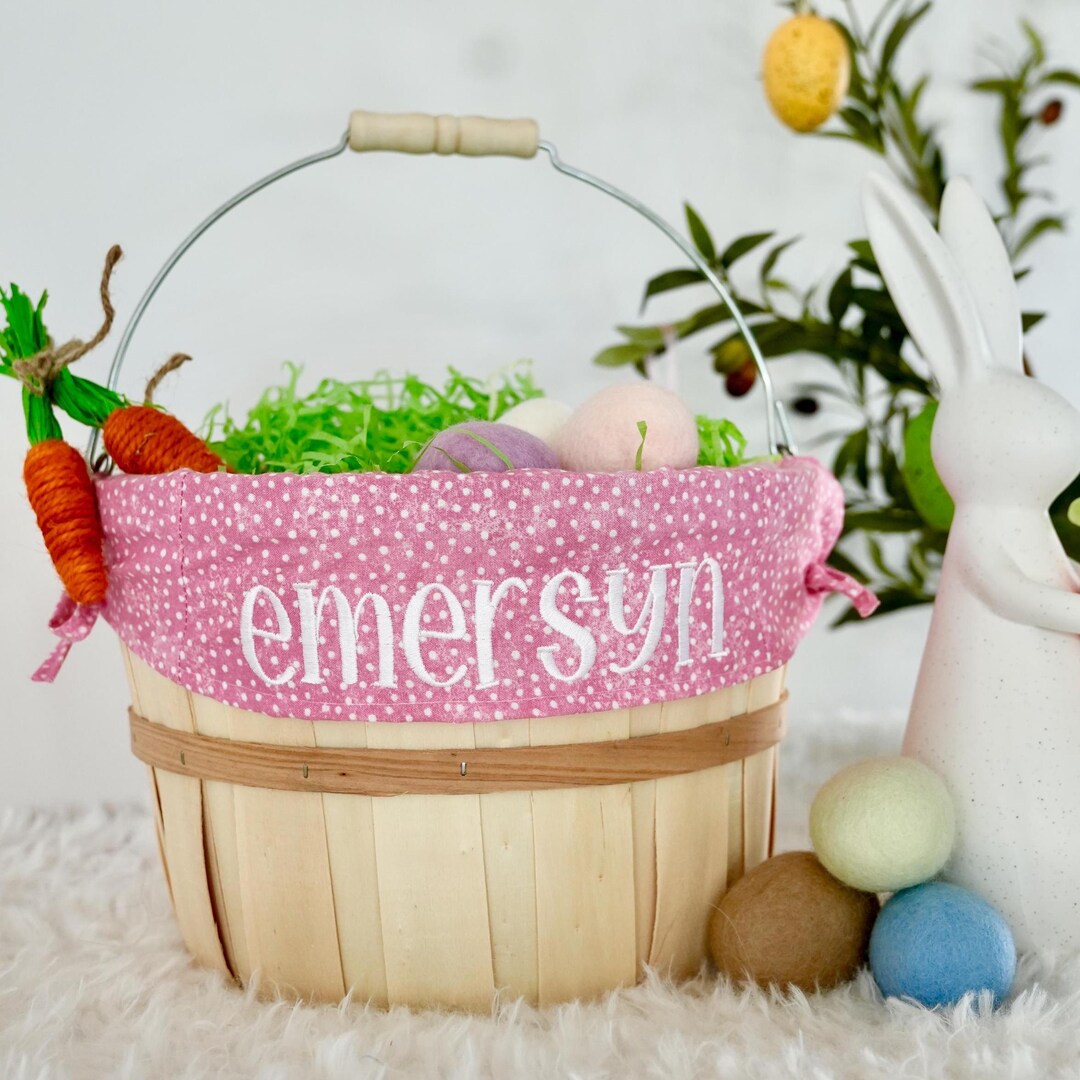 Embroidered Easter Basket, Custom Kids Basket, Personalized Easter ...