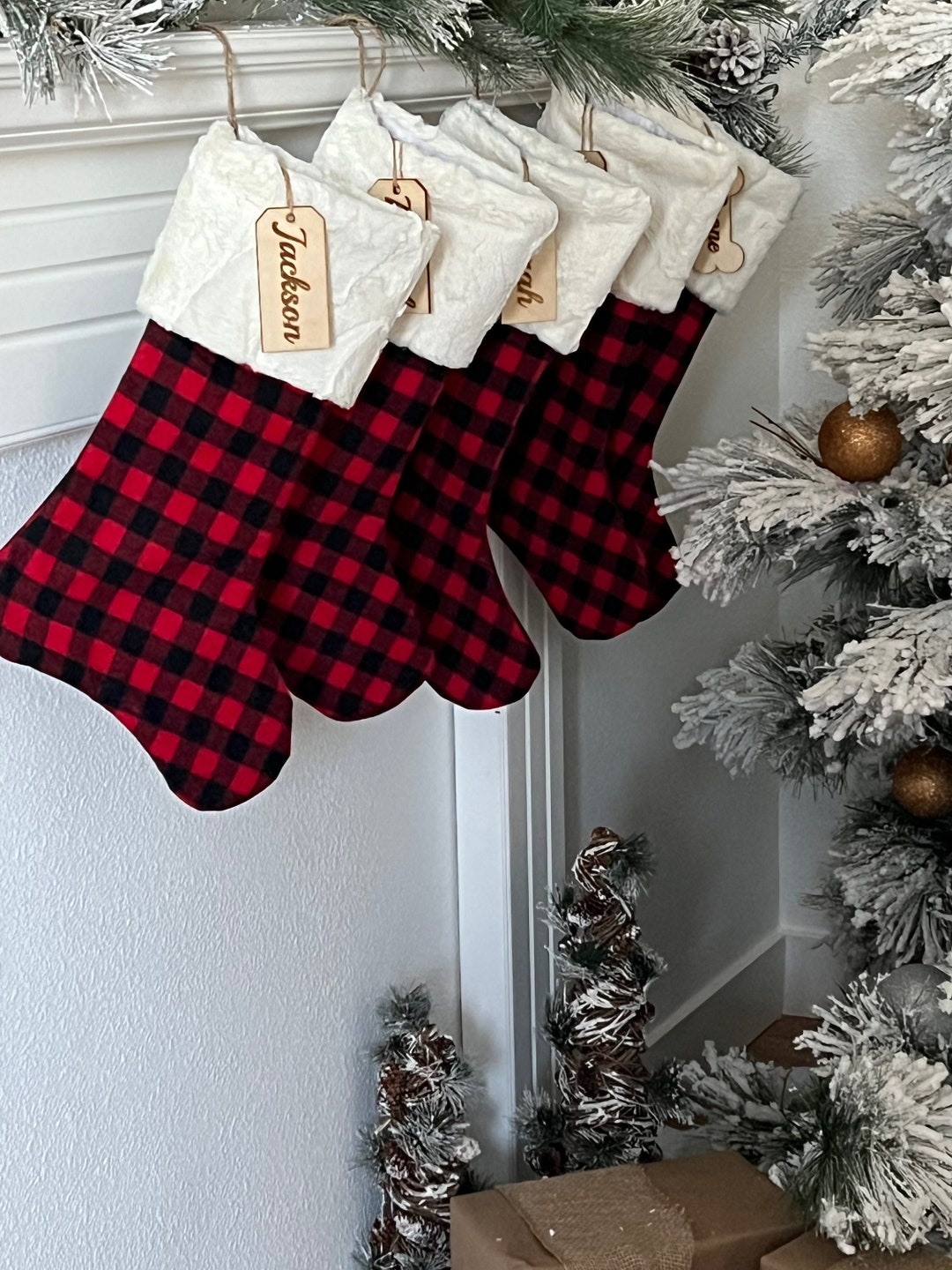 Buffalo Check Stocking, Plaid Christmas Stocking, Personalized ...