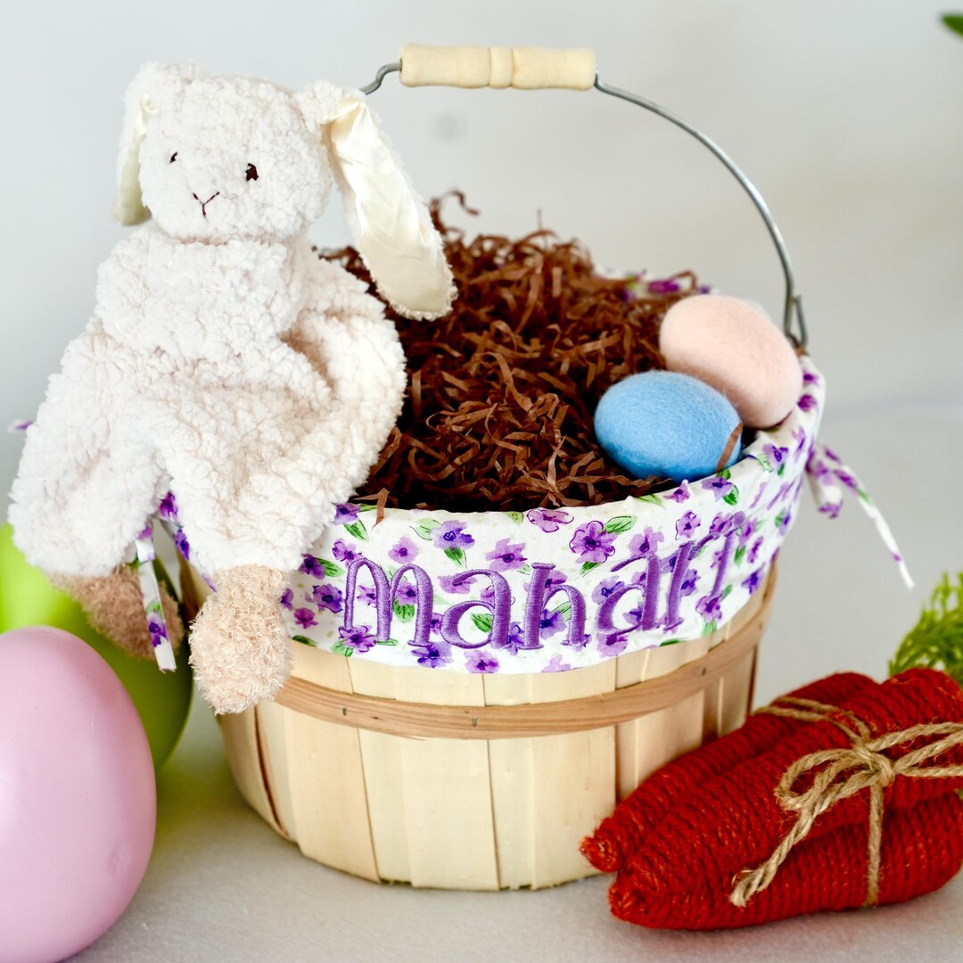 Embroidered Easter Basket, Custom Kids Basket, Personalized Easter ...