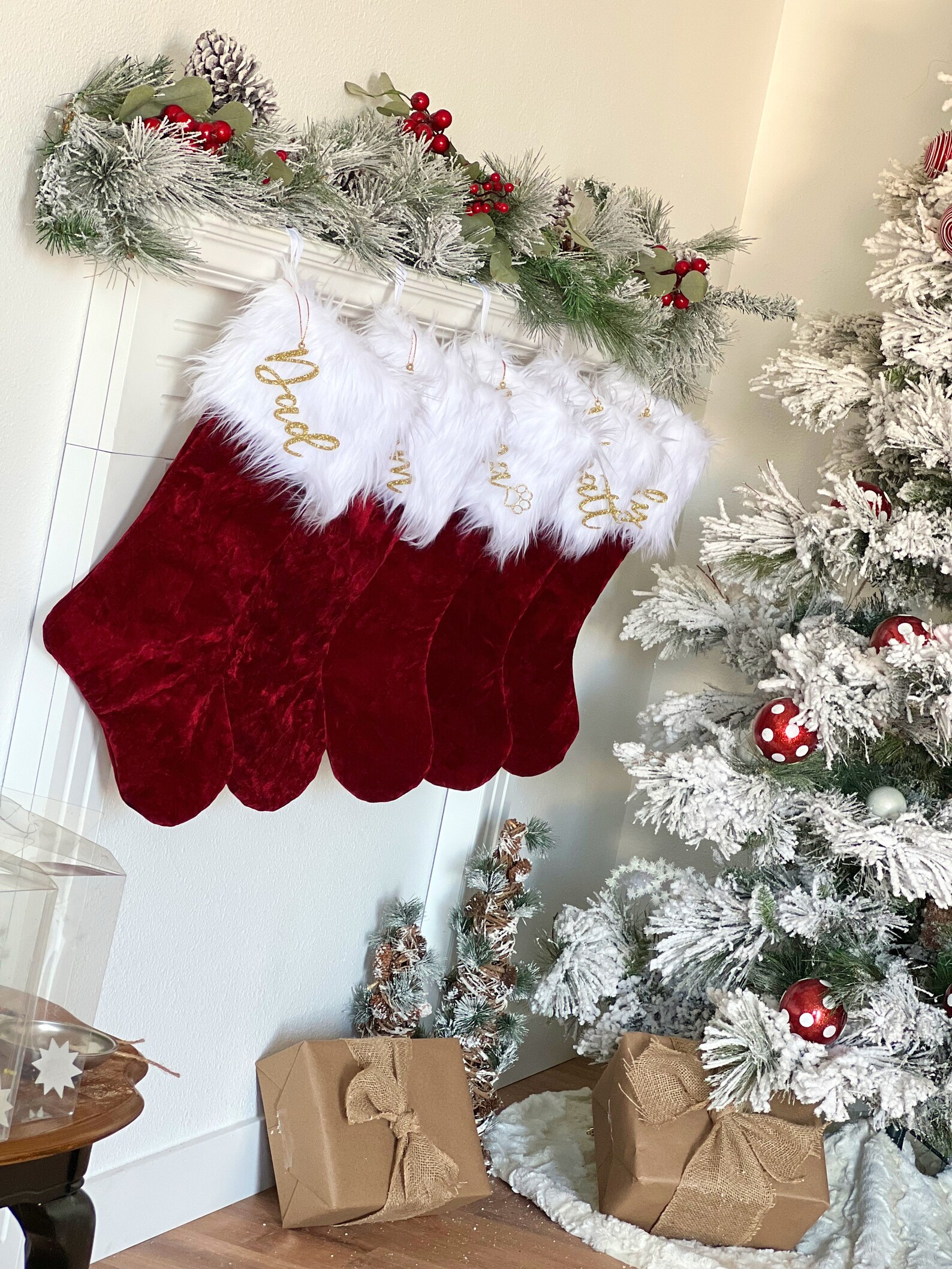 Red Velvet Christmas Stocking, Traditional Christmas Stocking ...