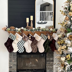 Plaid Stocking, Green Plaid Christmas Stocking, Personalized Green ...