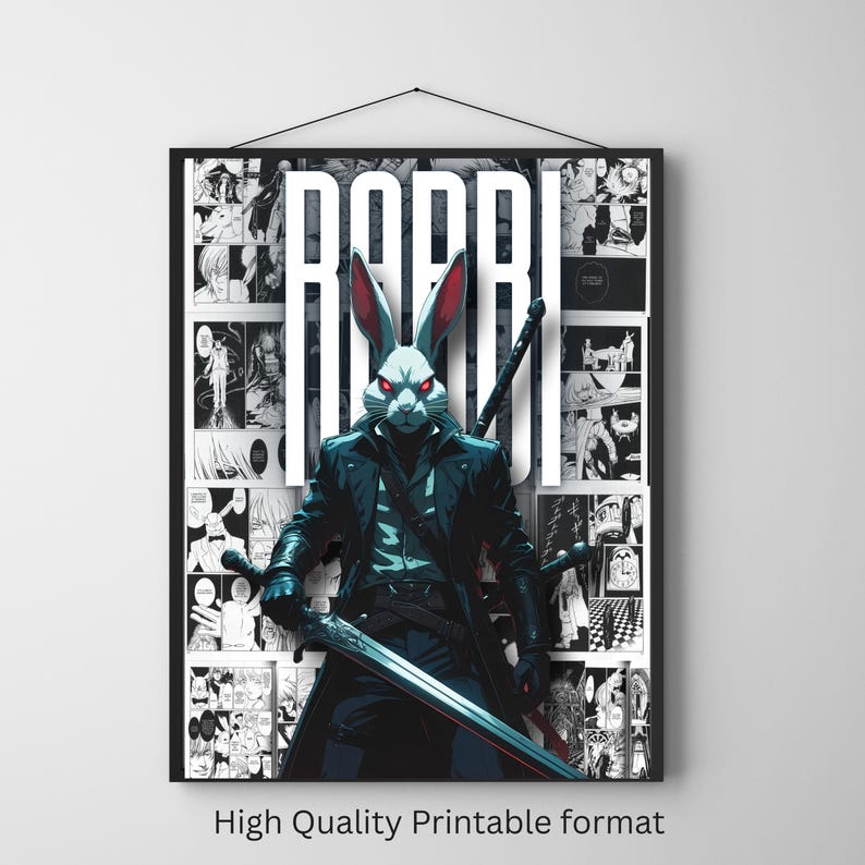 Devil May Cry Inspired Art, DMC Anime Poster, White Rabbit Warrior ...
