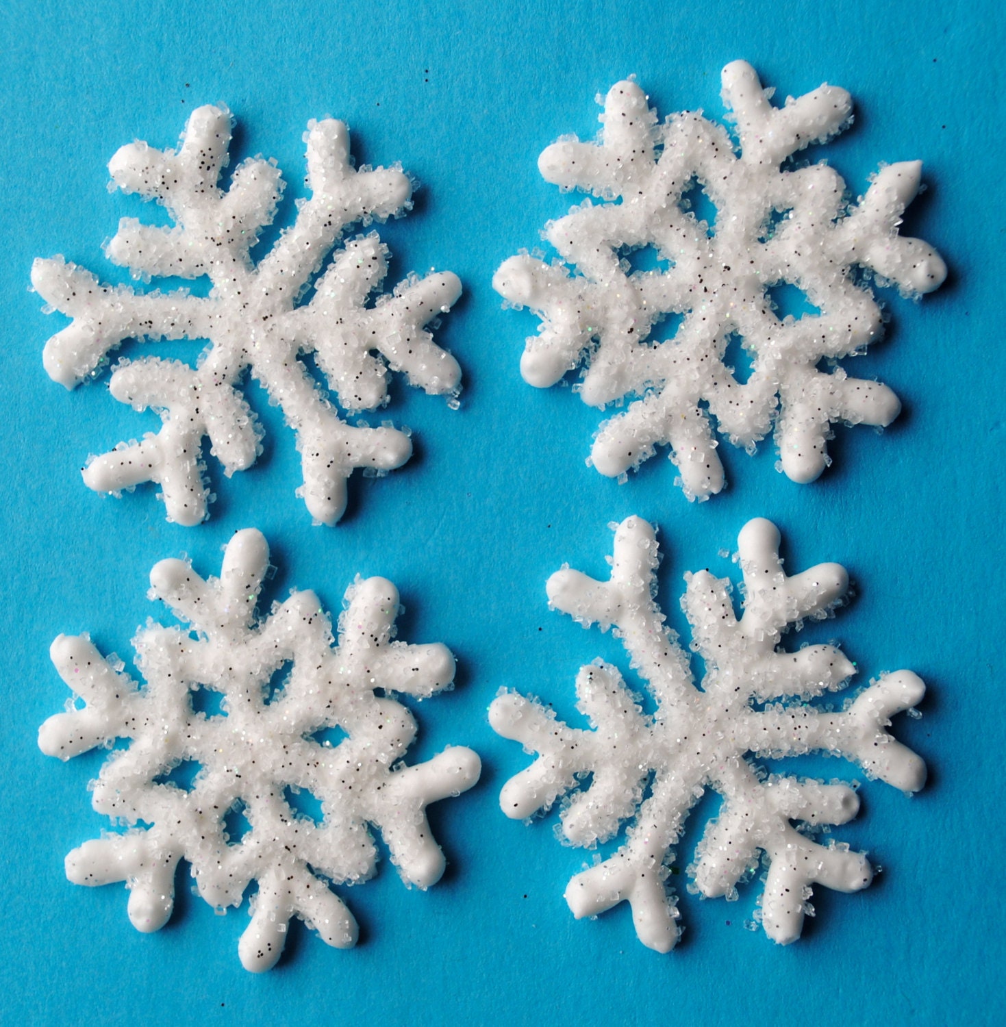 Snowflake Decorations Dessert Toppers Royal Icing Made With | Etsy