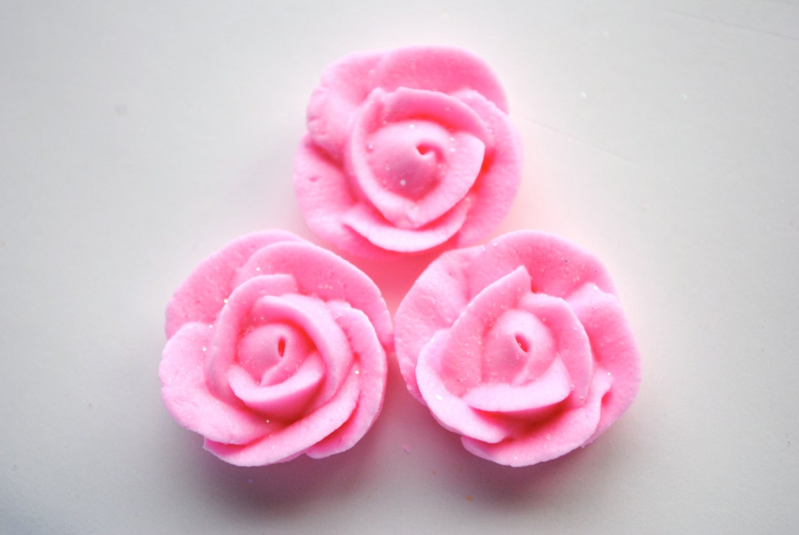 Royal Icing Roses- Pink- 3/4" (12) - Etsy