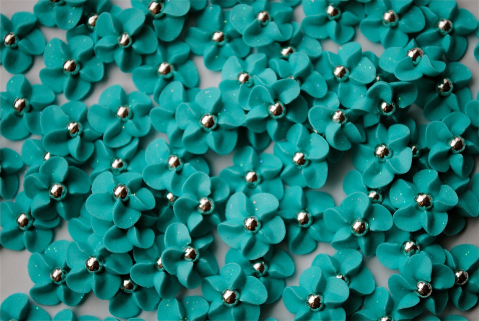 Cake Decorations-royal Icing Flowers in Light Blue Green With - Etsy