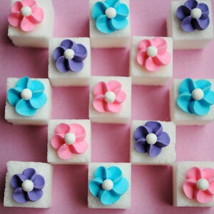 Decorative Sugar Cubes- Royal Icing Flowers on Sugar Cubes- Pink, Light ...