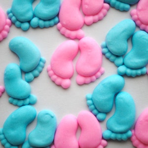 Royal Icing Baby Footprints- Edible Dessert Toppers- Baby Pink or Baby ...