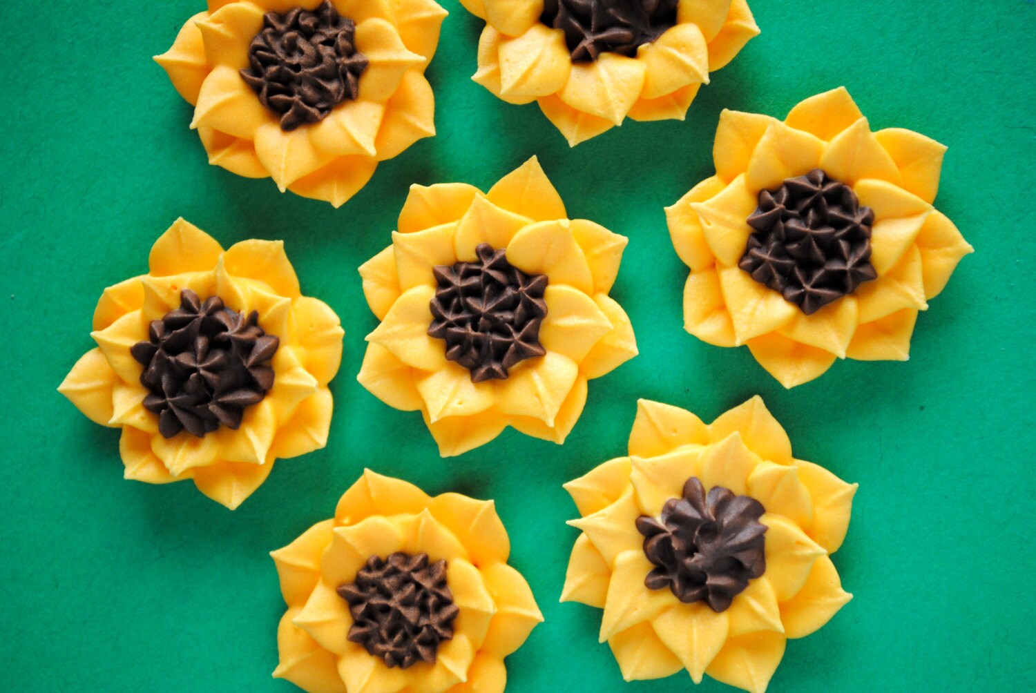 Sunflower Topper- Made From Royal Icing- Cake Decorations (12) - Etsy