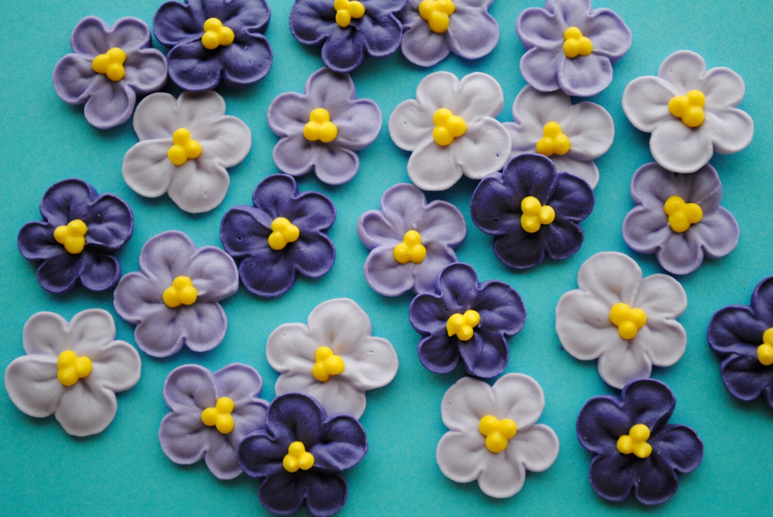 Edible Violets- Made From Royal Icing in 3 Shades of Violet (24 or 48 ...