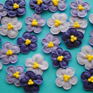 Edible Violets- Made From Royal Icing in 3 Shades of Violet (24 or 48 ...