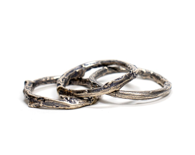 Silver Willow Twig Ring Stacking, Twig Wedding Band, Made From a Real ...