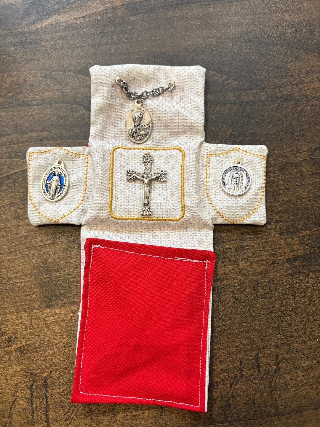 Handmade Catholic Pocket Shrine: Travel Altar With Rosary Pocket - Etsy