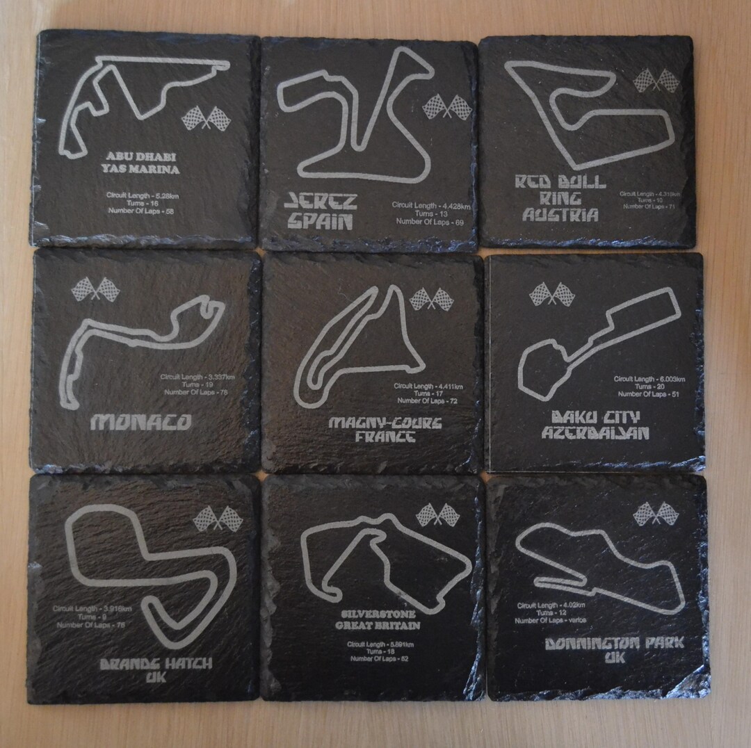F1 Motorsport Circuit Slate Coasters, Gift, Birthday, Fathers Day - Etsy UK