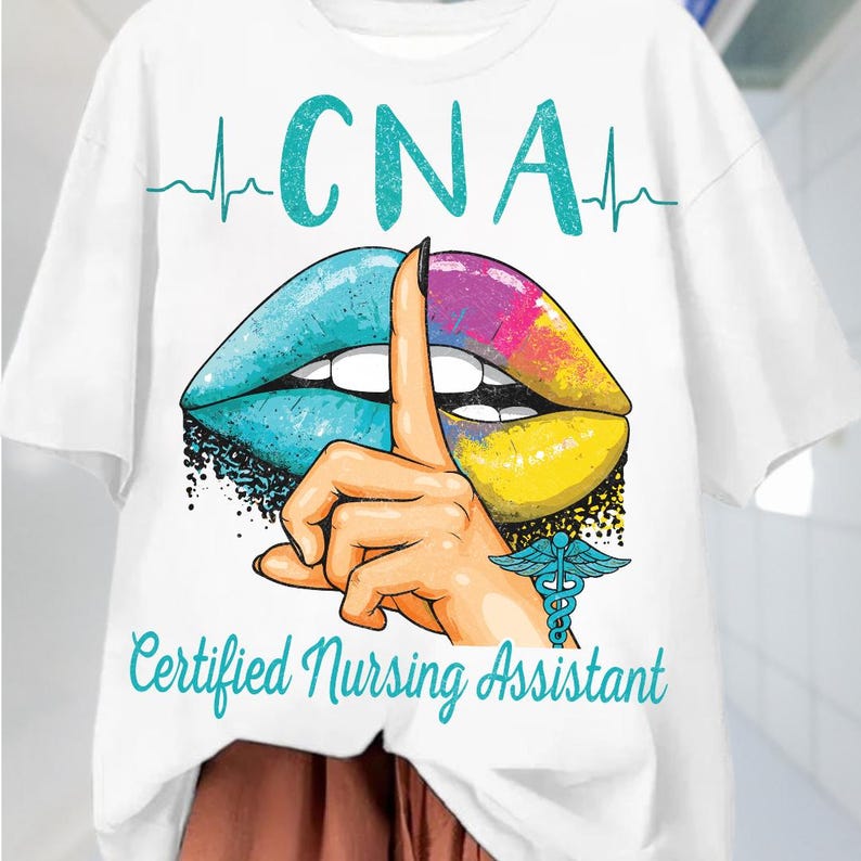 CNA Nurse PNG: Colorful Lips Shh Gesture Sublimation Design (digital ...