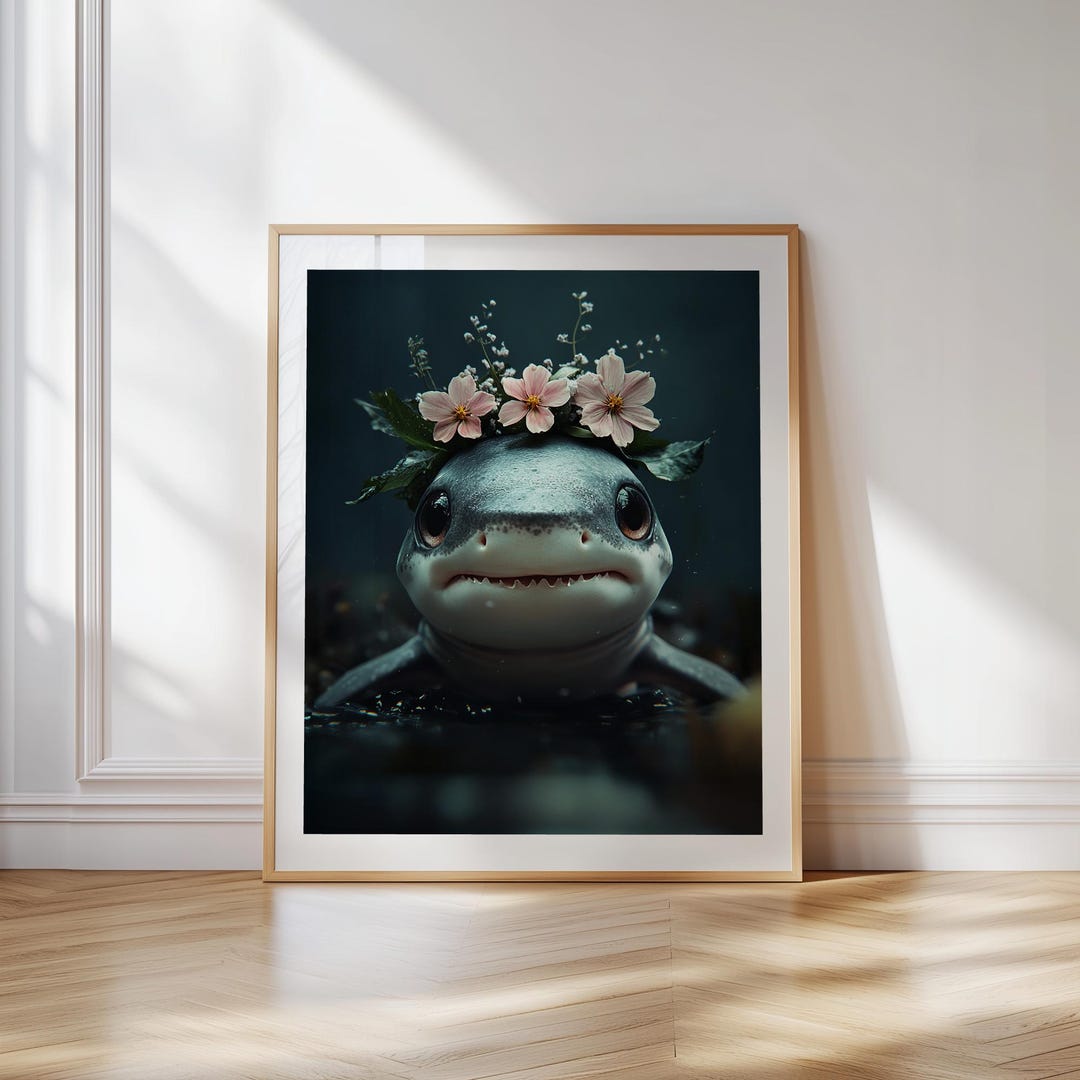 Baby Shark Flower Crown Print – Ocean Nursery Art (digital Download) - Etsy