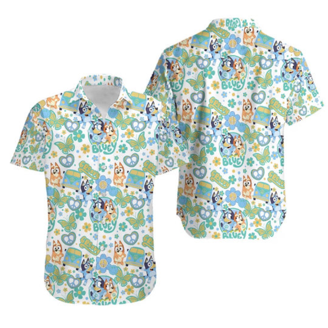 Bluey Summer Family Hawaiian Shirt Bluey and Bingo Beach Hawaiian Shirt ...