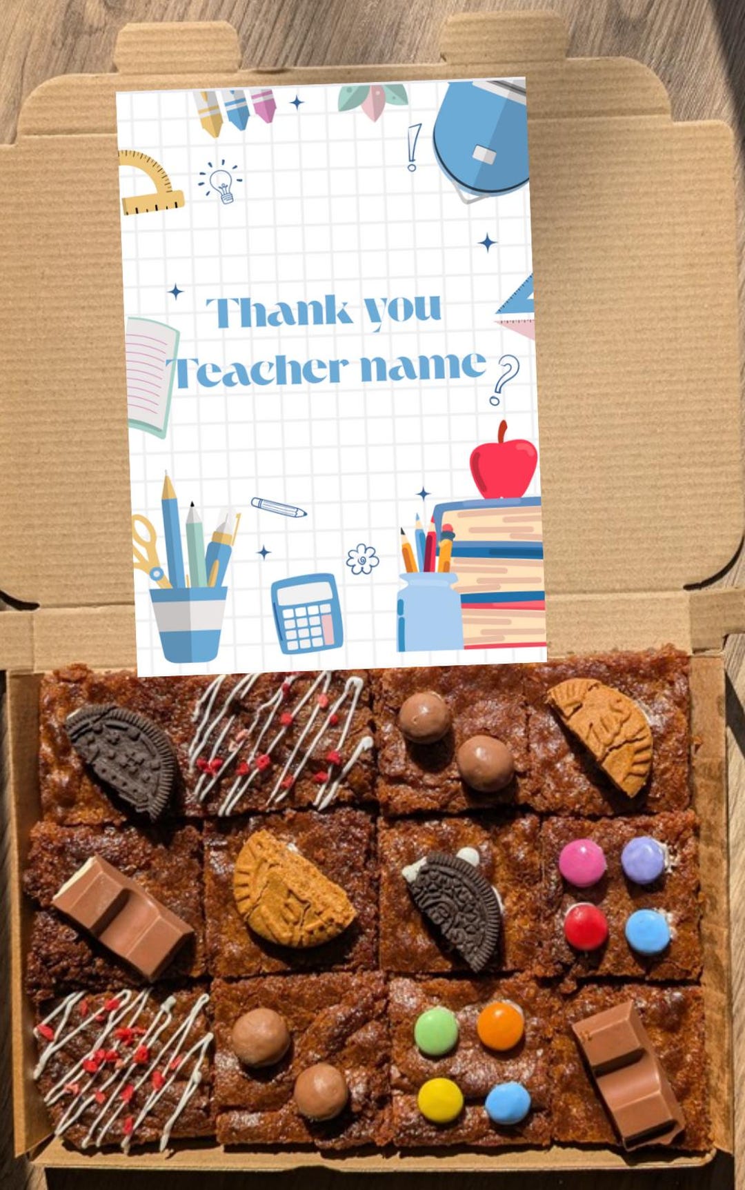 Thank You Teacher Letterbox Brownie Gift Box – Customizable Toppings ...