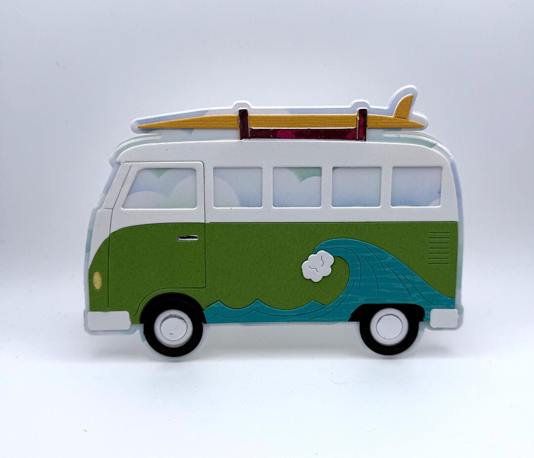 70s Groovy Bus Van Card: Retro Surfboard 3D Greeting - Etsy