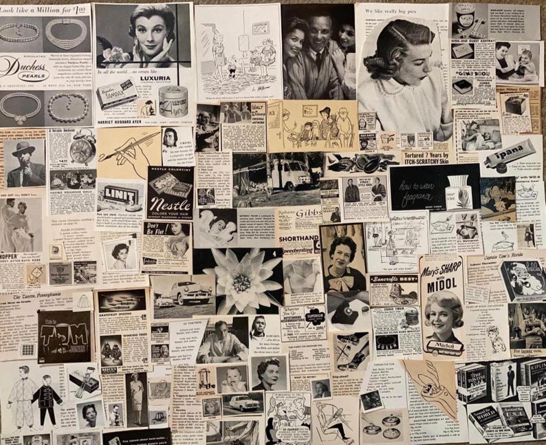 Lot of 100+ Vintage Ephemera~1940s-1970s~small Ads and Cutouts~black ...