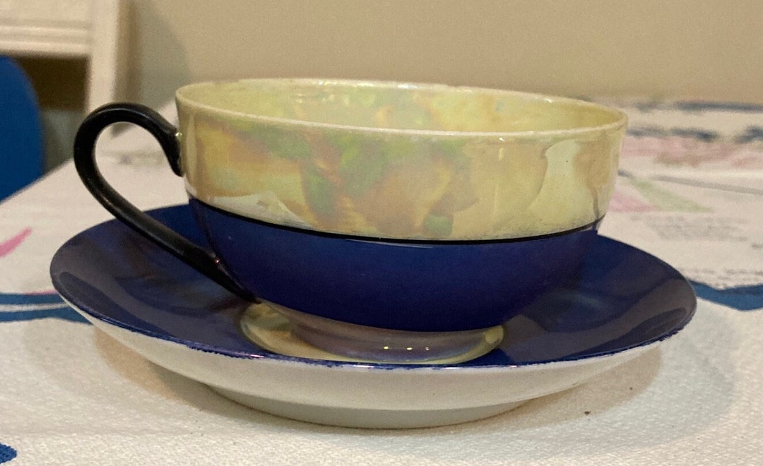 Phoenix China Blue and Yellow Lustreware Lusterware Tea Cup and Saucer ...