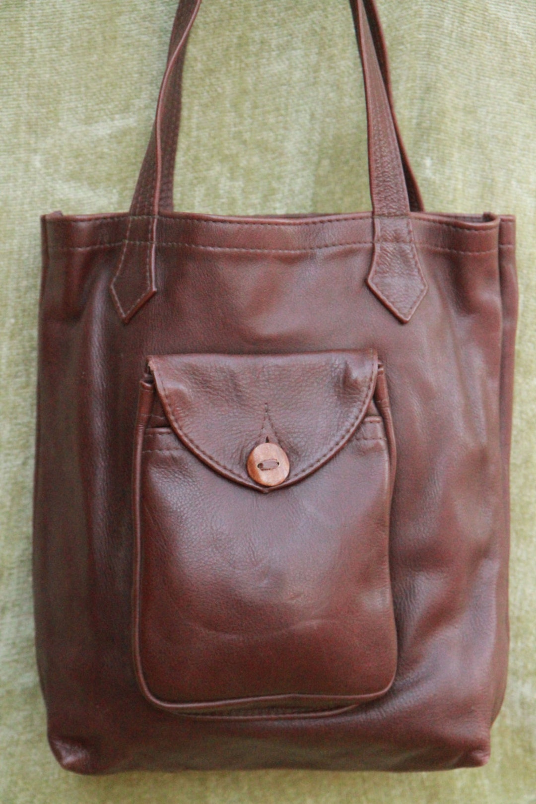 LG, Brown, Deluxe, Leather Market Bag - Etsy