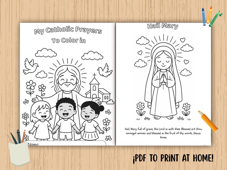 Printable Catholic Prayers Coloring Book | Kids Activity (PDF) - Etsy
