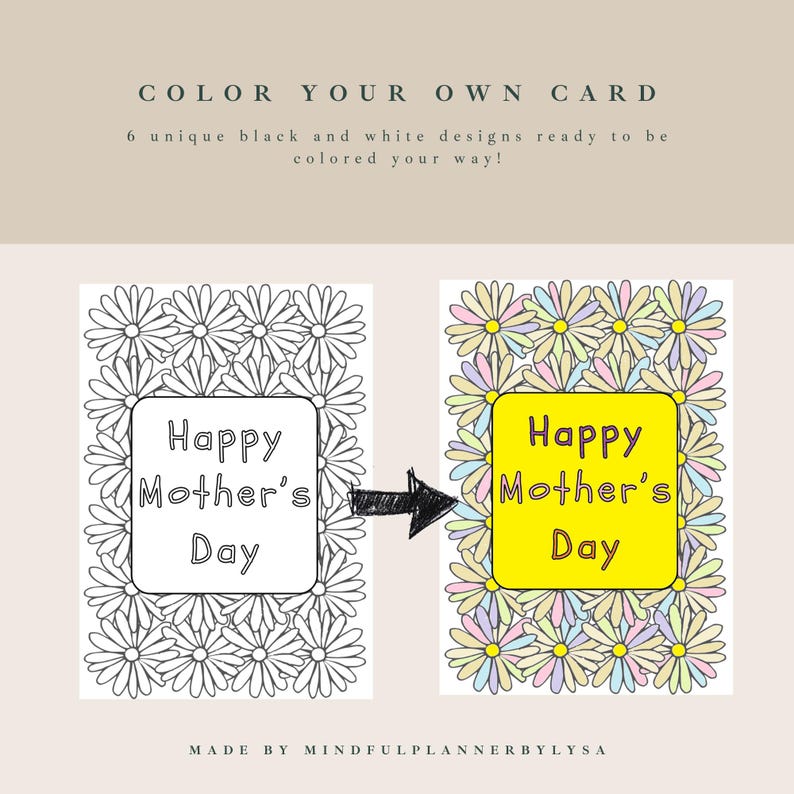 Printable Mother’s Day Cards Flower Concept | A4 & US Letter Sizes ...